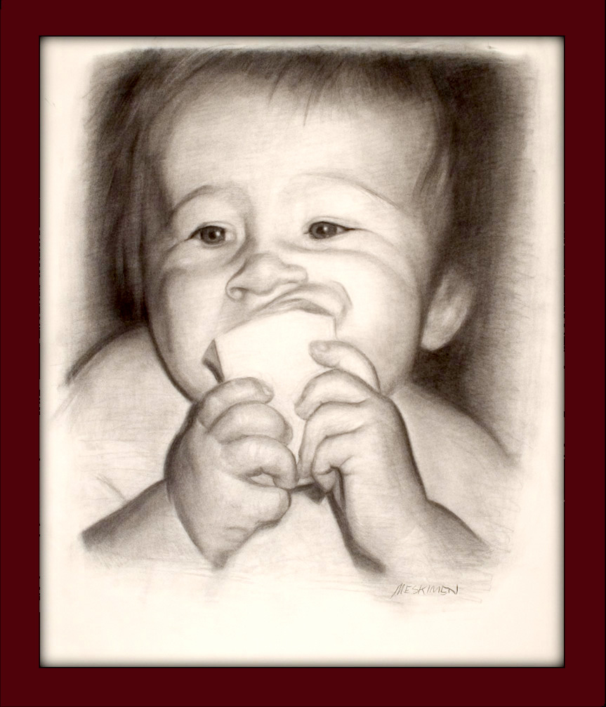 Charcoal Art: Big Baby by Jim Meskimen